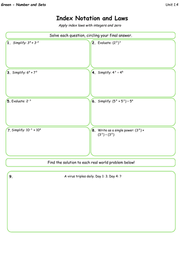 GCSE Maths – Powers and Roots (Unit 1.4) – Complete Differentiated Worksheet Bundle | Teaching ...