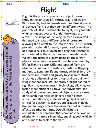 Flight: Engaging Reading Passage with Thought-Provoking Questions ...