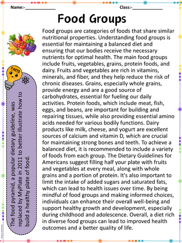 Discovering Food Groups: Engaging Passage and Thought-Provoking ...