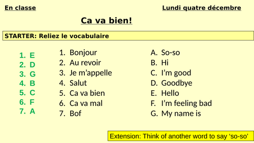 Year 7 French - First half term lessons | Teaching Resources