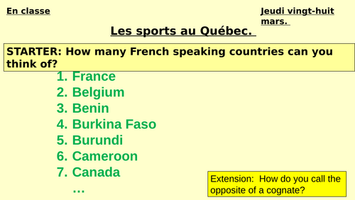 Year 7 French - Fourth half term lessons | Teaching Resources