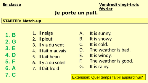 Year 7 French - Fourth half term lessons | Teaching Resources