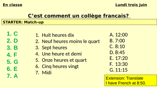 Year 7 French - Fifth half term lessons | Teaching Resources