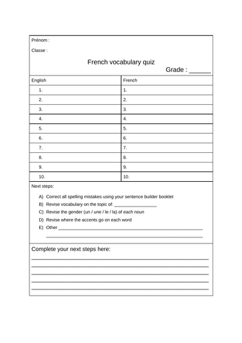 Year 7 French - Fifth half term lessons | Teaching Resources