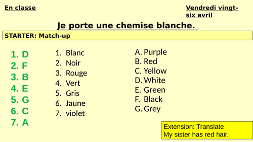 Year 7 French - Fifth half term lessons | Teaching Resources