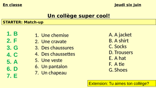Year 7 French - Fifth half term lessons | Teaching Resources