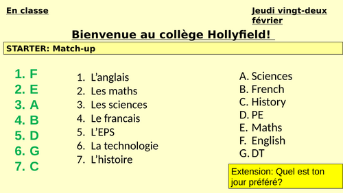 Year 7 French - Fifth half term lessons | Teaching Resources