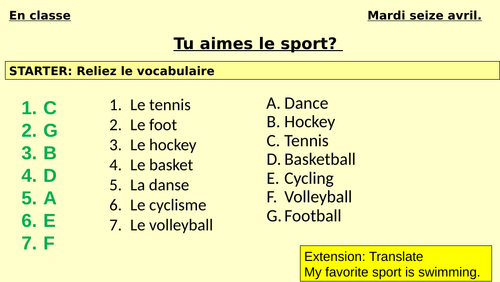 Year 8 French - fifth half term lessons | Teaching Resources