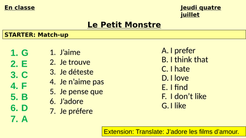 Year 9 French - short movies lessons | Teaching Resources