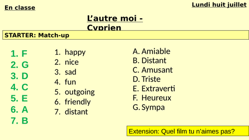Year 9 French - short movies lessons | Teaching Resources