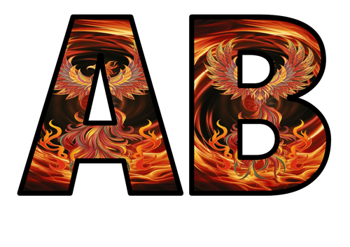 Phoenix Bird Fire Fawkes Flame Lettering Set Display Title Letters ...