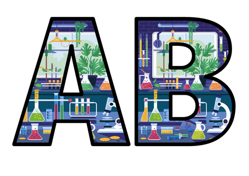 Physics Lab Science Set Lettering Set Display Title Letters Numbers ...
