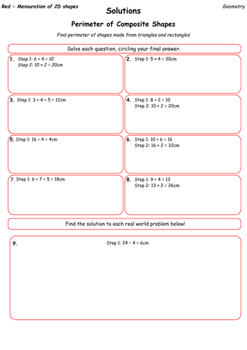 Perimeter of Composite Shapes – GCSE Maths Worksheets | Teaching Resources
