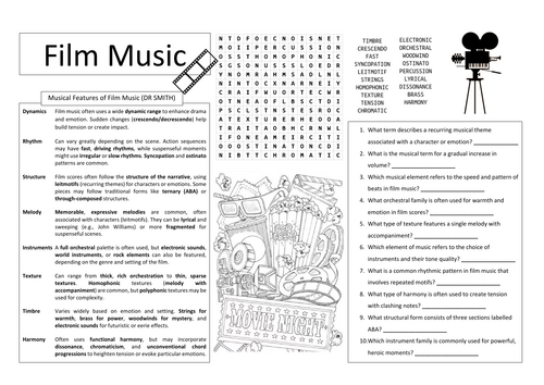 Film Music Worksheet 2 (cover lesson) | Teaching Resources