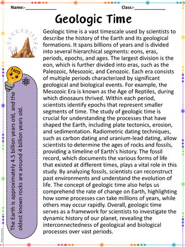 Exploring Geologic Time: Engaging Reading Passage and Insightful ...