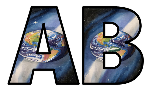 Planet Earth Globe Space Goldilocks Lettering Set Display Title Letters ...