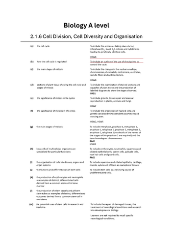 OCR A Level Biology Cell Division Booklet | Teaching Resources