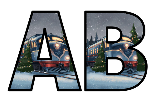 Polar Express Xmas Train Christma Trees Lettering Set Display Title ...