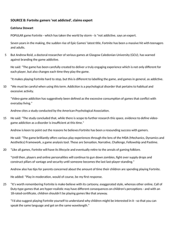 EDEXCEL English Language PAPER 2 - NON-FICTION Fortnite | Teaching ...