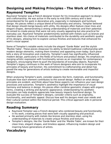 AQA DT; Designing and Making Principles - The Work of Others - Raymond ...