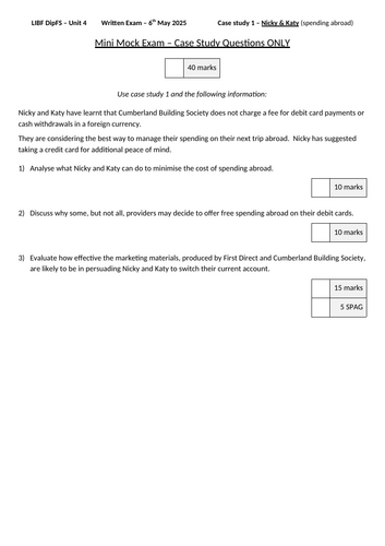 LIBF DipFS U4 Exam MAY 2025: CS1 - FREEBIES | Teaching Resources