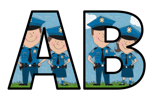Police Help Dramatic Role Play Center Area Lettering Set Display Title ...