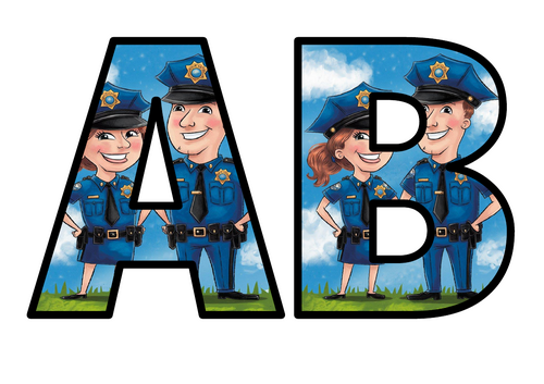 Police People Dramatic Role Play Center Area Lettering Set Display ...