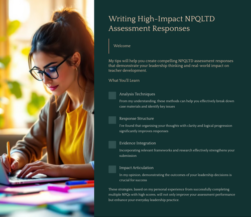 NPQLTD Submission Example & Guidance bundle- response, video ...