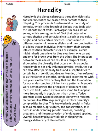 Unlocking Heredity: Engaging Reading Passage with Insightful Questions ...