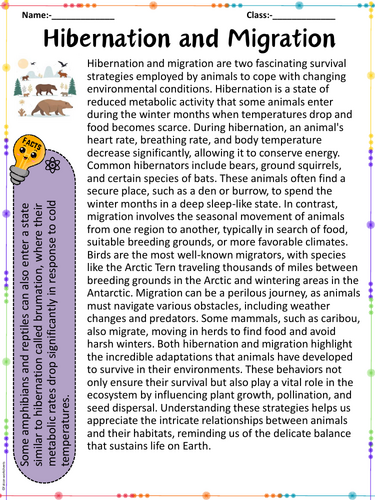 Explore Hibernation & Migration: Engaging Reading Passage with ...