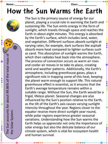 Exploring Solar Warmth: Earth’s Climate Connection - Reading and ...