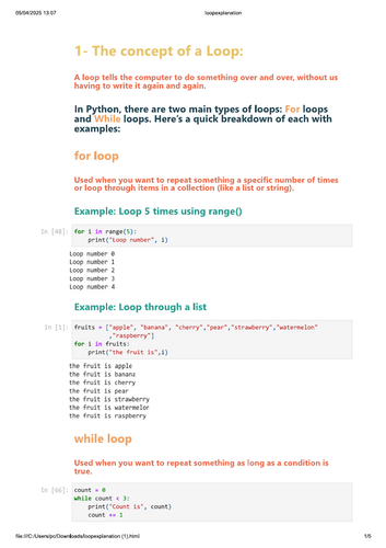 Python Programming Computer Coding Loop Explanation Algorithm Teaching Resources