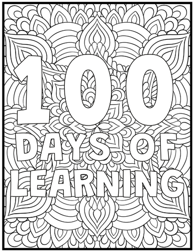 100th Day of School Coloring Pages | Mindfulness Coloring Sheets for ...