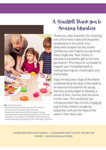 Engaging Days of the Week Worksheets for Kids – Printable Learning Pack ...