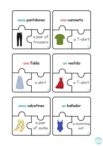 Puzzle Match-Up! – La Ropa | Spanish Clothing Vocabulary Activity ...