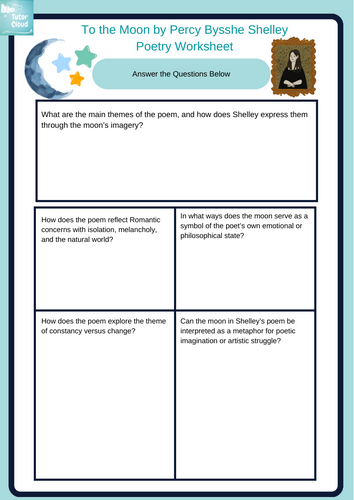 Percy Bysshe Shelley Poetry Worksheet Bundle | Teaching Resources