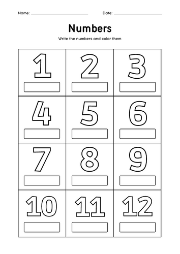 Number Tracing 1-12 Worksheet, Number Writing Practice Printable ...