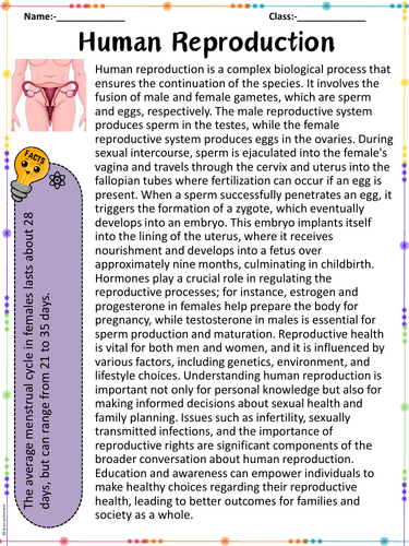 Exploring Human Reproduction: Engaging Reading Passage with Interactive Questions | Teaching ...