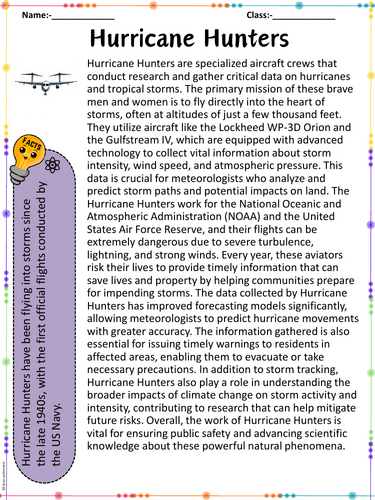 Explore Hurricane Hunters: Engaging Reading Passage with Insightful ...
