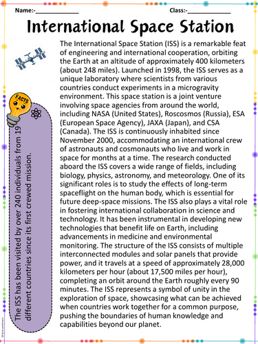 Explore the International Space Station: Engaging Reading Passage and ...