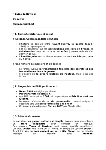 Un secret by Philippe Grimbert - Essential Guide - A Level French ...
