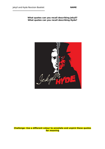 Jekyll and Hyde Revision Booklet (Exam Prep) | Teaching Resources
