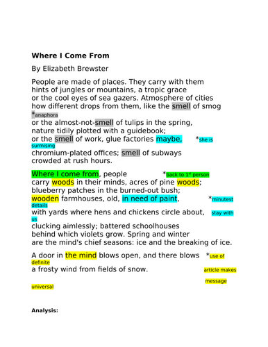 Teacher Resource: introducing the poem "Where I Come From" GCSE ENGLISH ...