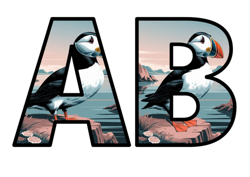 Puffin Bird Animal Nature Cute Lettering Set Display Title Letters ...