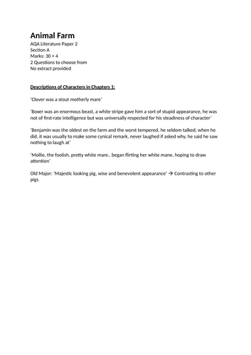 Animal Farm Chapters 1-6 summaries | Teaching Resources