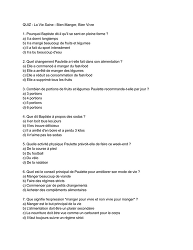 PODCAST 5. FRENCH GCSE/IGCSE & AB INITIO: LA VIE SAINE; BIEN MANGER ...