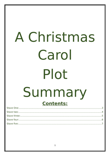 A Chirstmas Carol Plot Summary - GCSE English Literature | Teaching ...