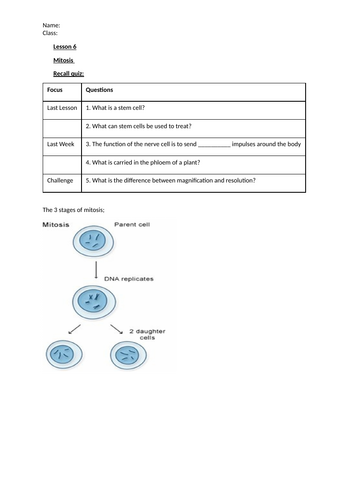 AQA GCSE Biology - Mitosis | Teaching Resources