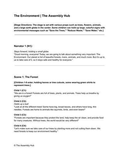 The Environment (KS1) Class Assembly Script | Teaching Resources