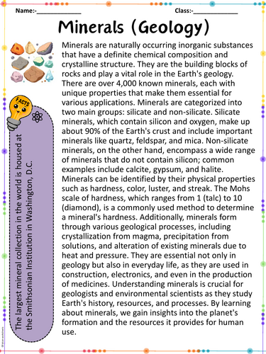 Engaging Geology: Explore Minerals with Reading Passage & In-depth ...